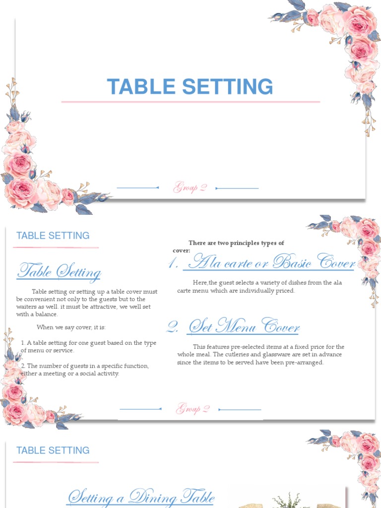 Table Setting | PDF | Menu | Tableware