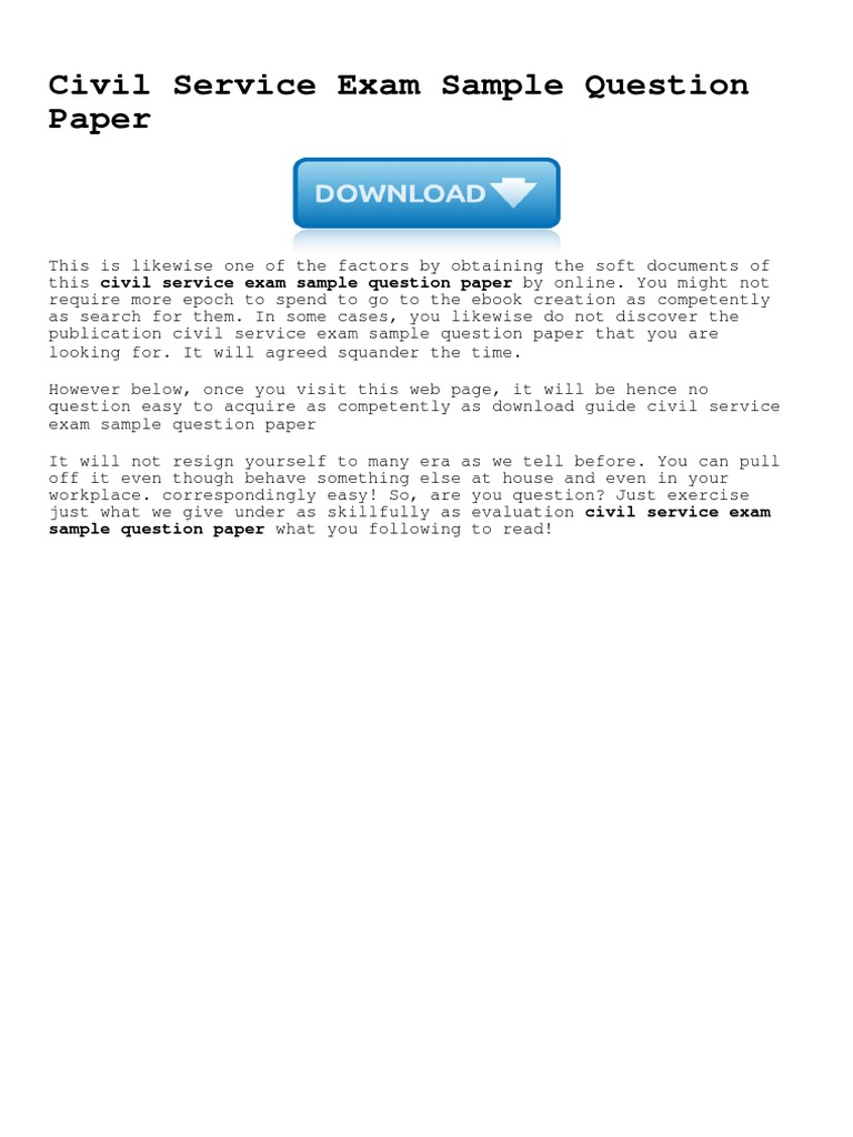 Civil Service Exam Sample Question Paper | PDF