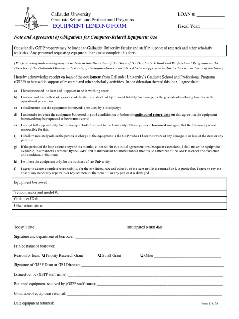 Equipment Lending Form | PDF | Private Law | Government
