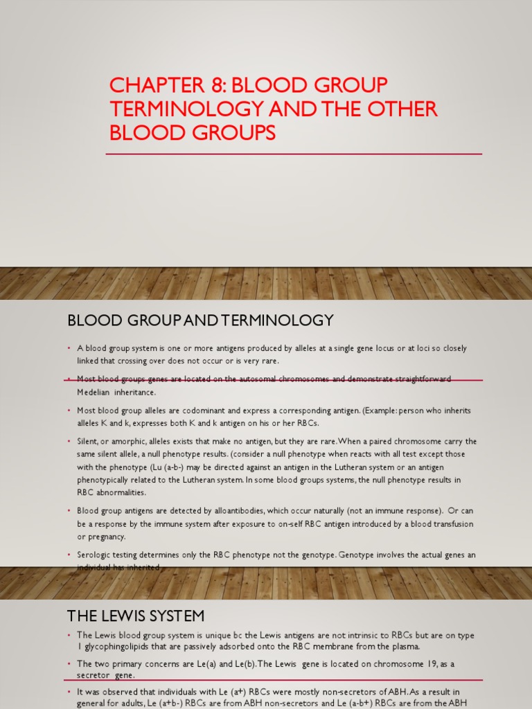Chapter 8: Blood Group Terminology and The Other Blood Groups | PDF ...