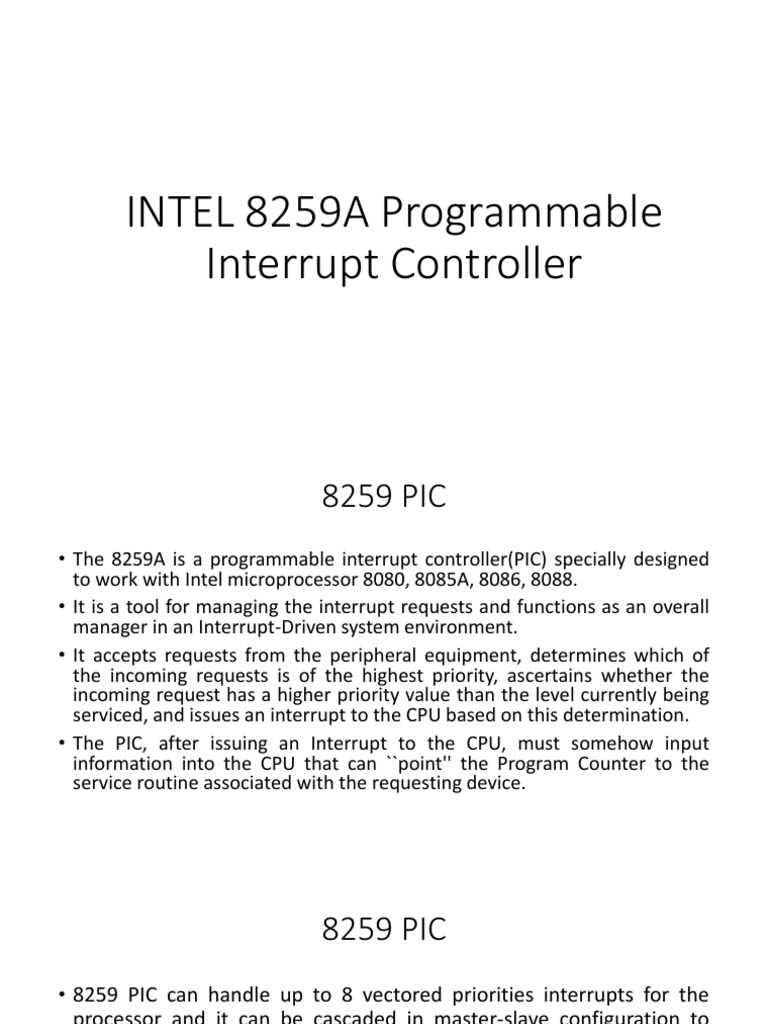 INTEL 8259A Programmable Interrupt Controller | Download Free PDF ...