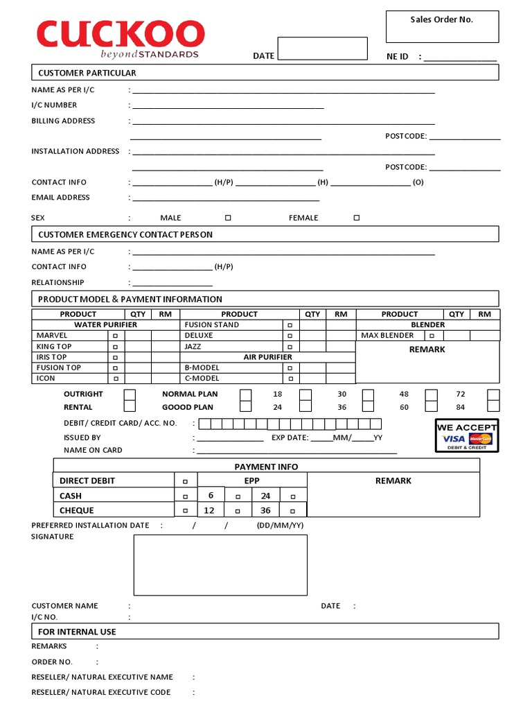 Cuckoo Form | PDF | Services (Economics) | Financial Services