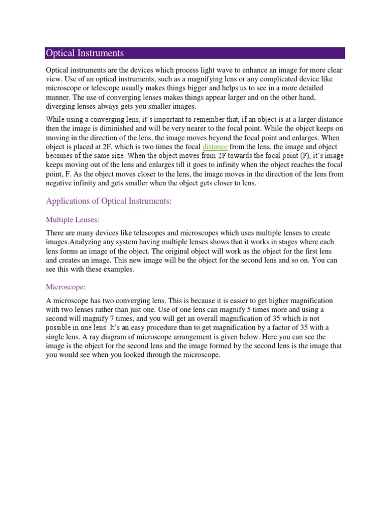 Applications of Optical Instruments | PDF | Optics | Electromagnetic ...