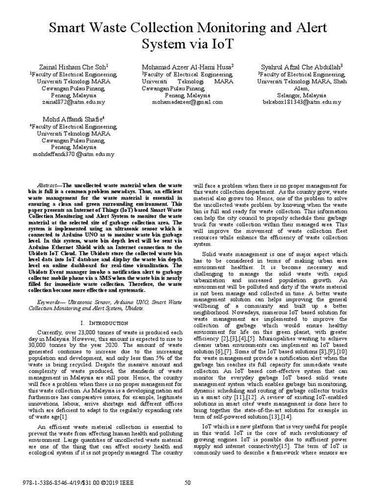 23.smart Waste Collection Monitoring and Alert PDF | PDF | Internet Of ...