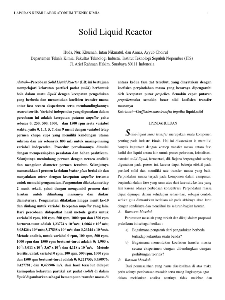Pengaruh Kecepatan Impeller pada Kelarutan | PDF