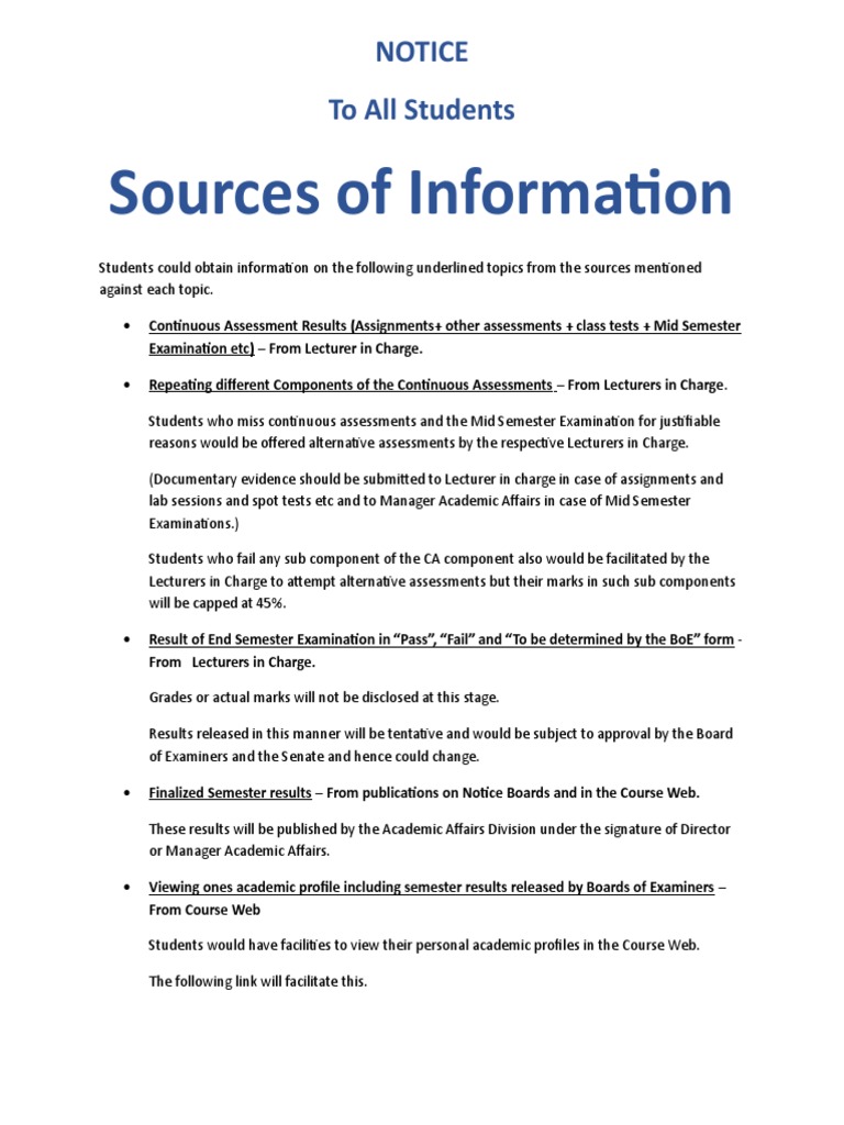 Important Notices To All Students | Download Free PDF | Students ...