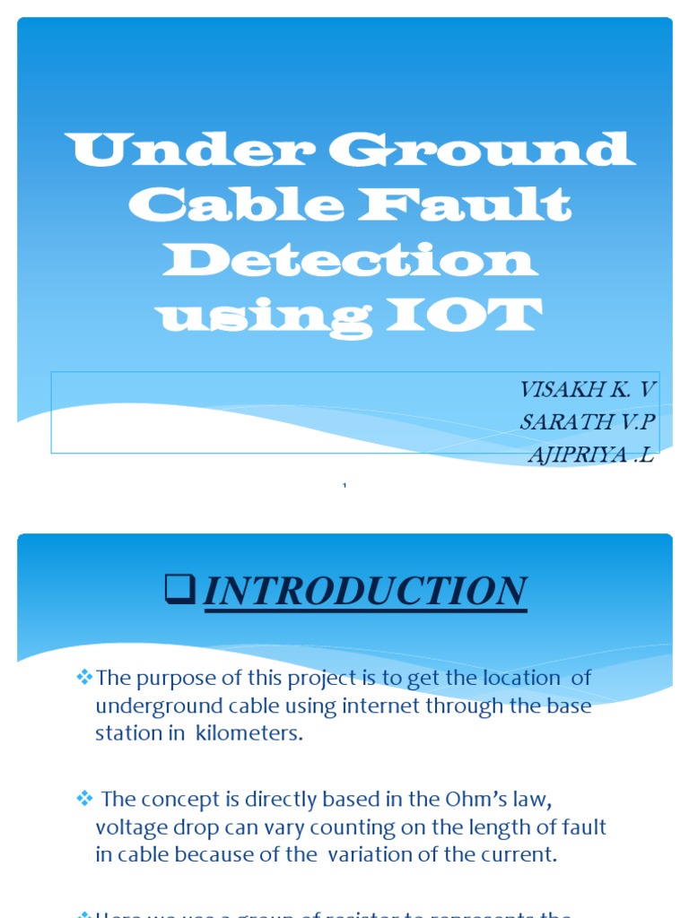 Under Ground Cable Fault Detection Using IOT-1 | PDF | Power Supply ...