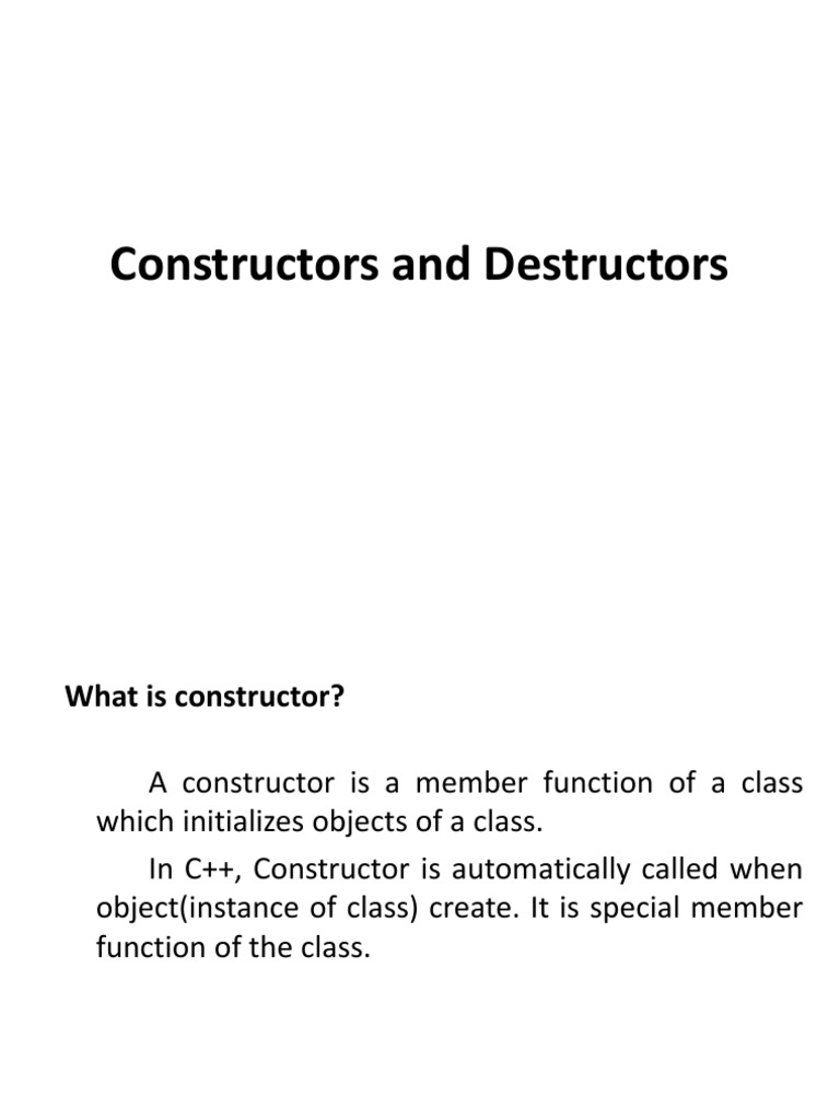 Nstructors And Destructors Pdf Constructor Object Oriented Programming Programming