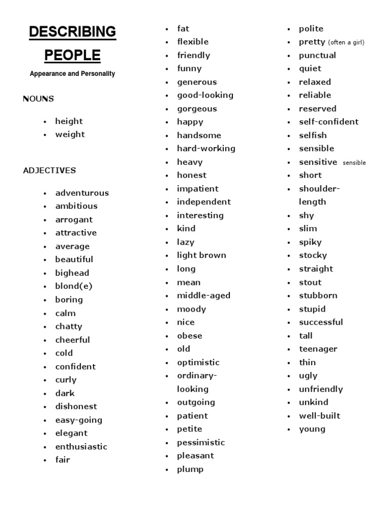 Describing People: Appearance and Personality | PDF