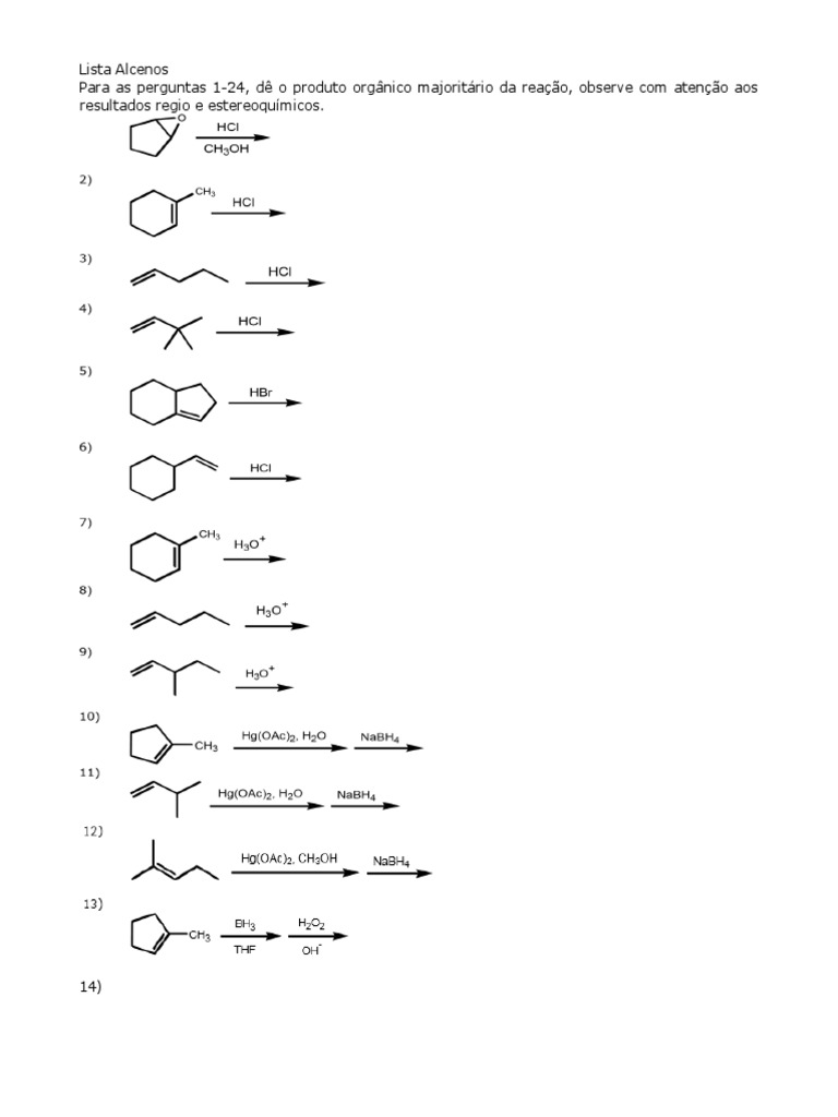 Reações e Mecanismos de Alcenos | PDF | Química Física | Química Orgânica