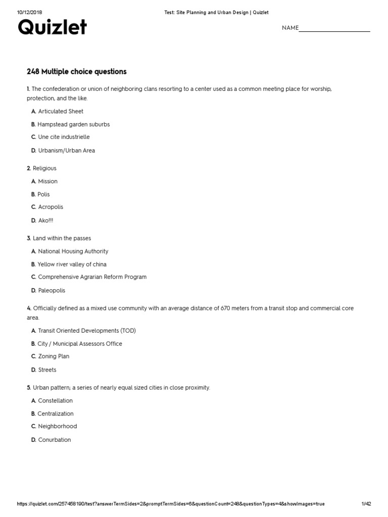 Quiz | PDF | Urban Design | Urban Planning