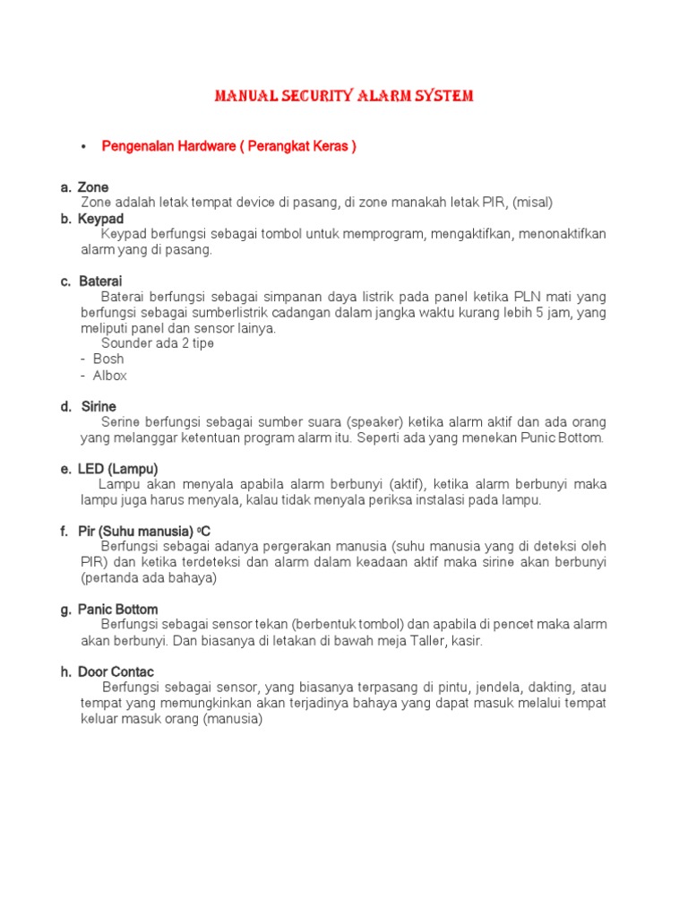 Manual Security Alarm System Merk Bosch | PDF