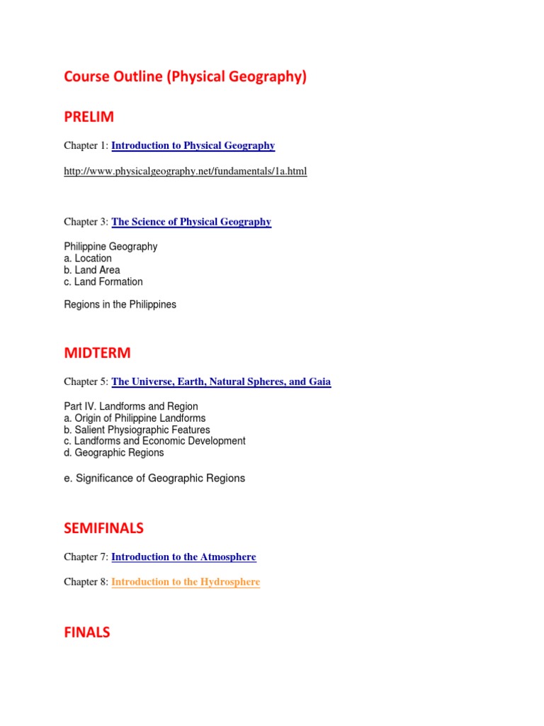 Physical Geography Course Outline | PDF