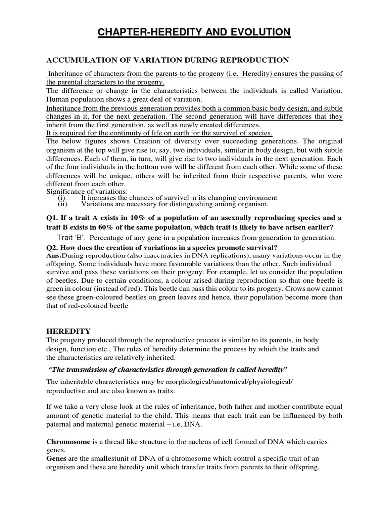 Heredity and Evolution: Accumulation of Variation During Reproduction ...