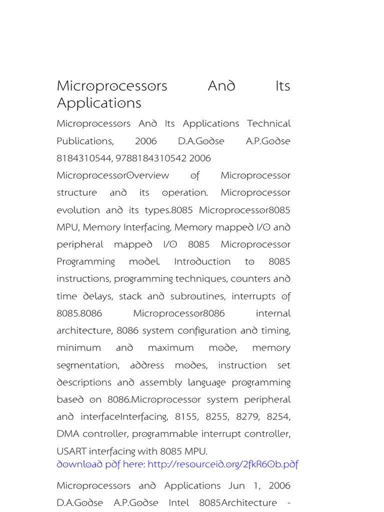 Microprocessors and Its Applications Da God Sea P Godse | PDF | Central Processing Unit | Input ...