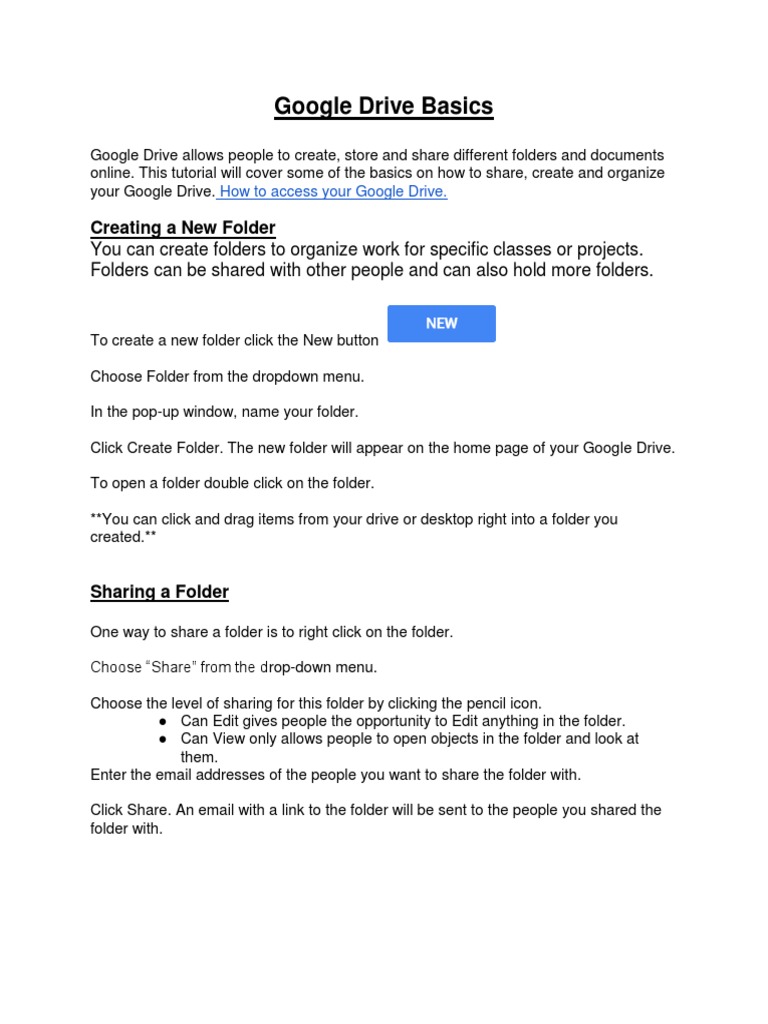 Google Drive Basics: Creating A New Folder | PDF