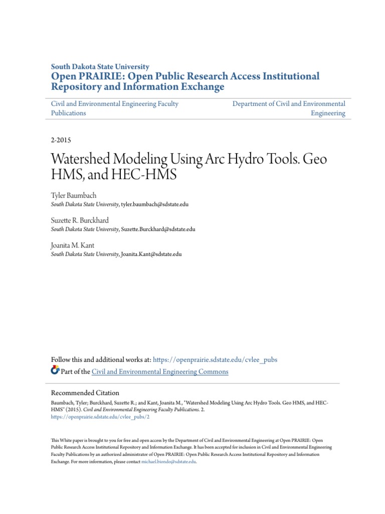 Watershed Modeling Using Arc Hydro Tools. Geo HMS and HEC-HMS PDF | PDF | Drainage Basin | Arc Gis