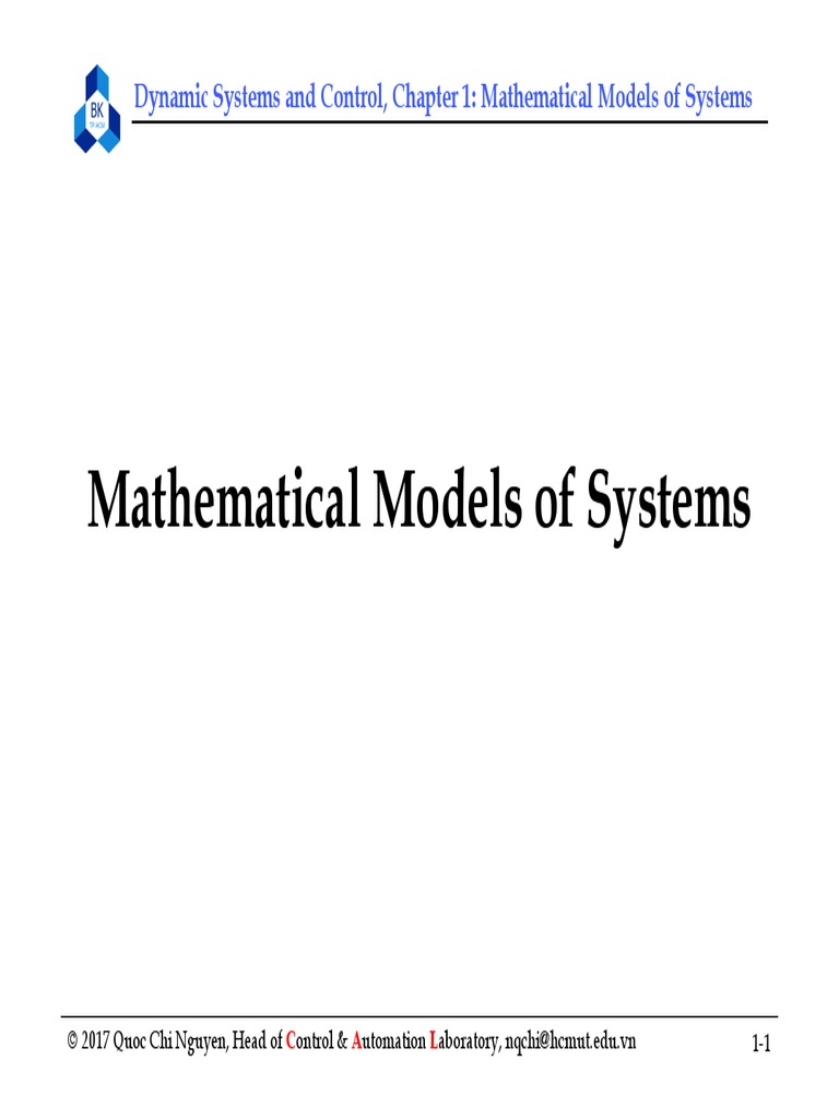 Dynamic Systems and Control, Chapter 1: Mathematical Models of Systems ...