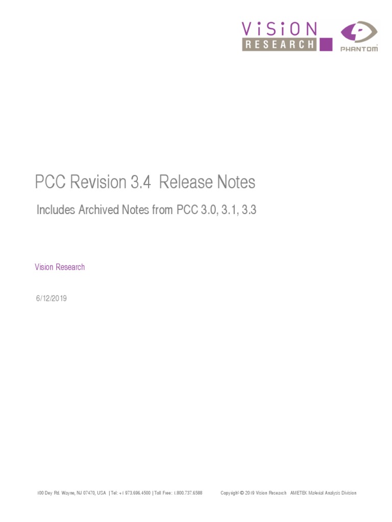 PCC Revision 3.4 Release Notes | PDF | Film Speed | Wi Fi