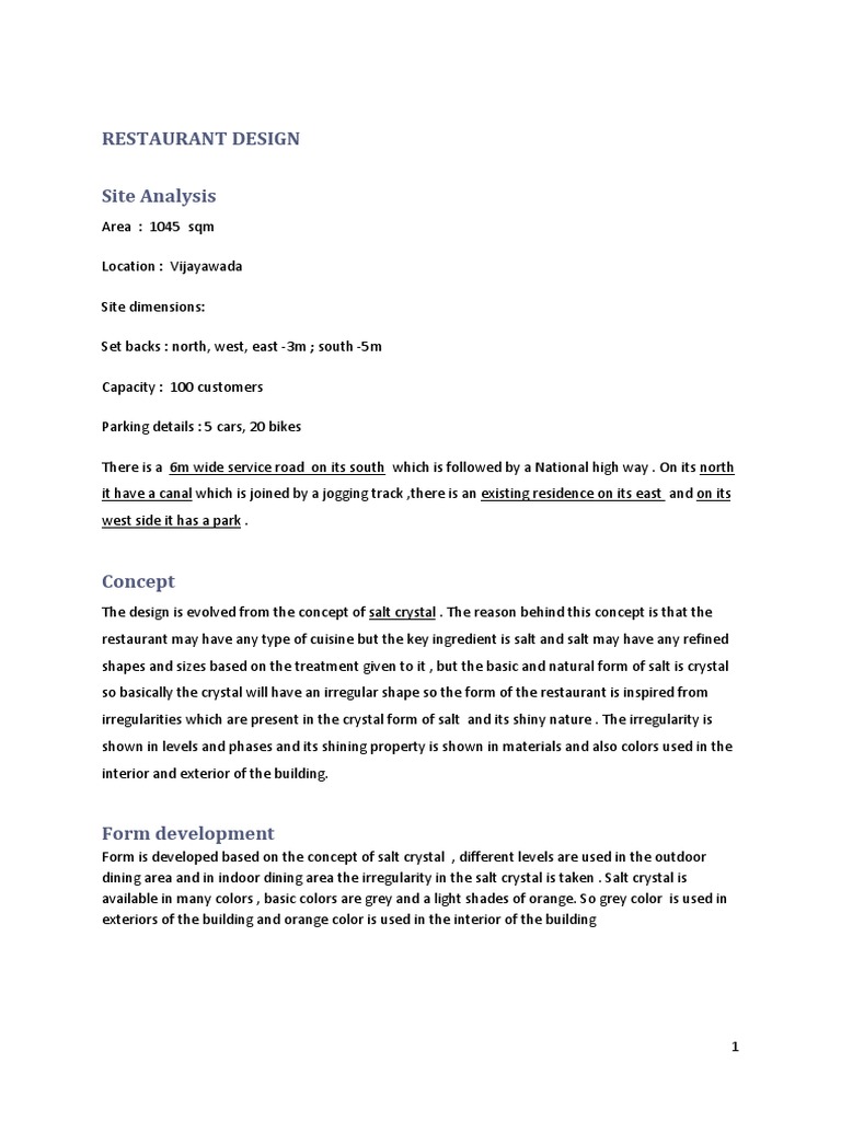 Restaurant Design Site Analysis | PDF | Restaurants | Shape