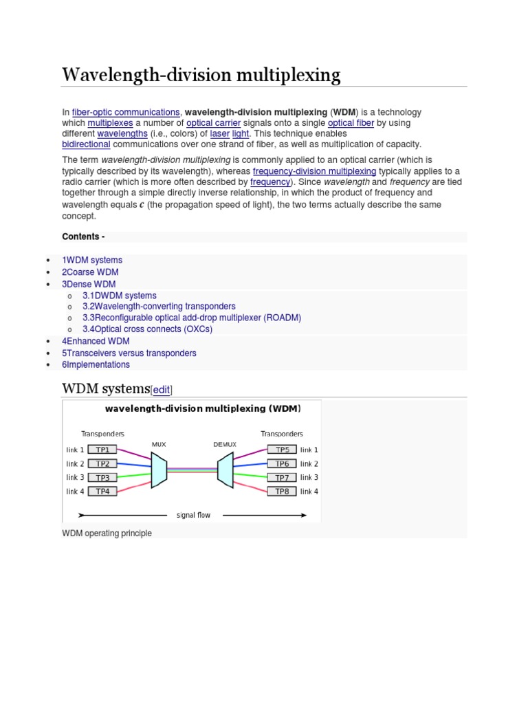 Wavelength-Division Multiplexing: WDM Systems | Download Free PDF ...