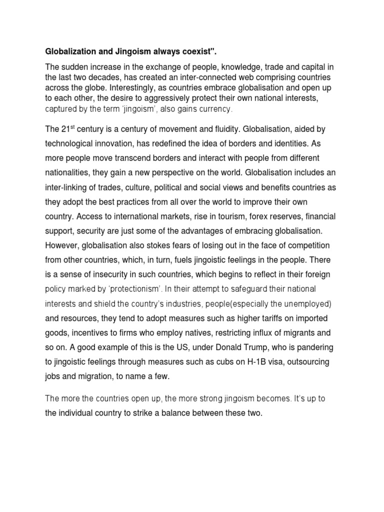 Globalization and Jingoism Always Coexist | PDF