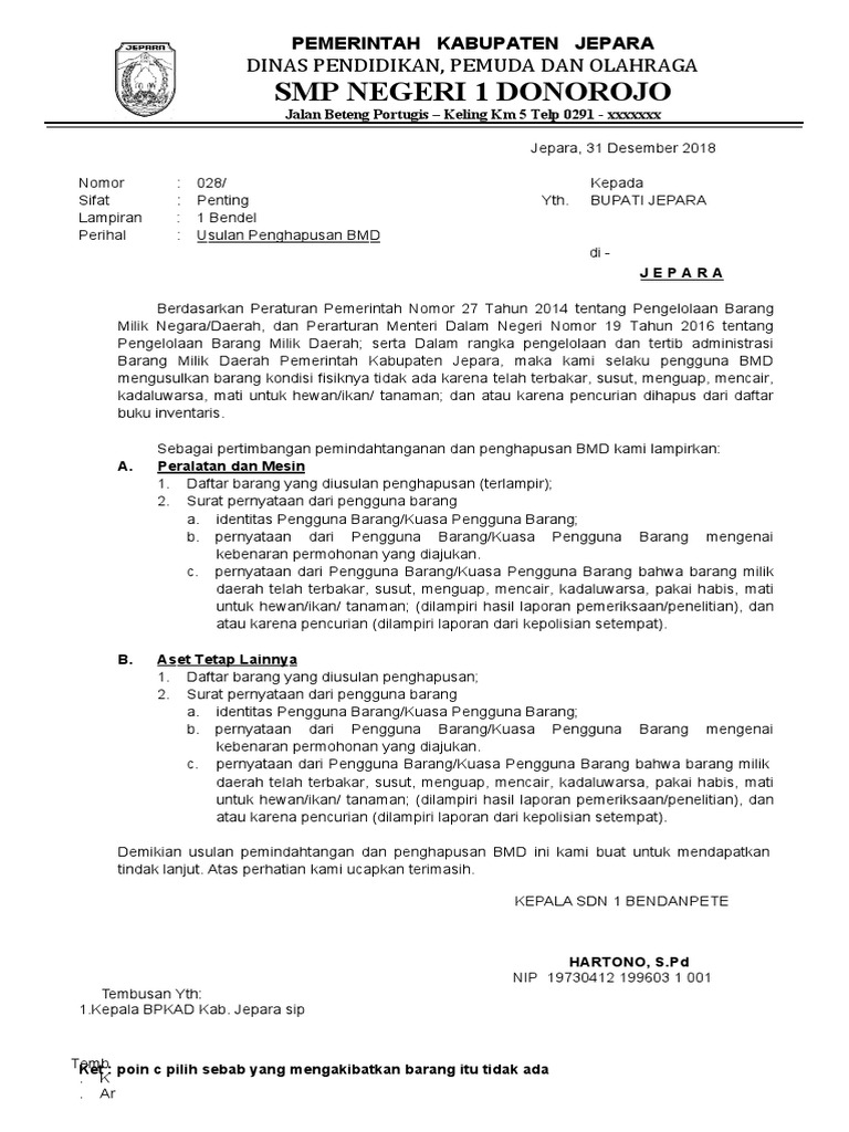Contoh Usulan Penghapusan | PDF