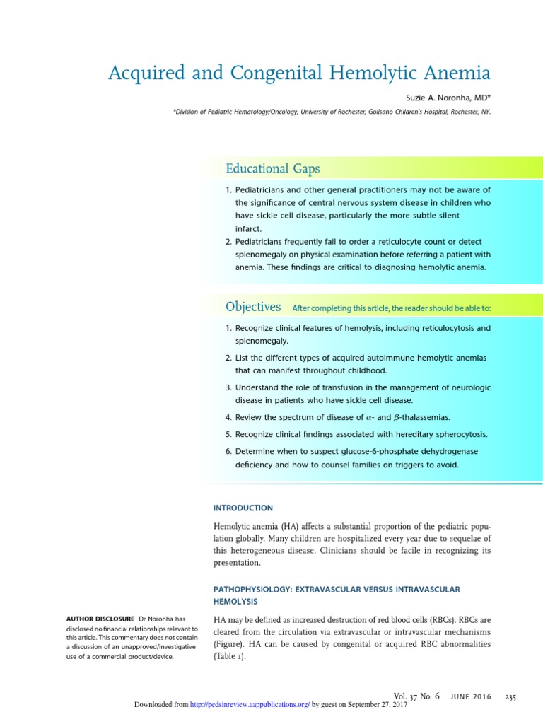 Anemia Hemolitica | PDF | Anemia | Tissue (Biology)