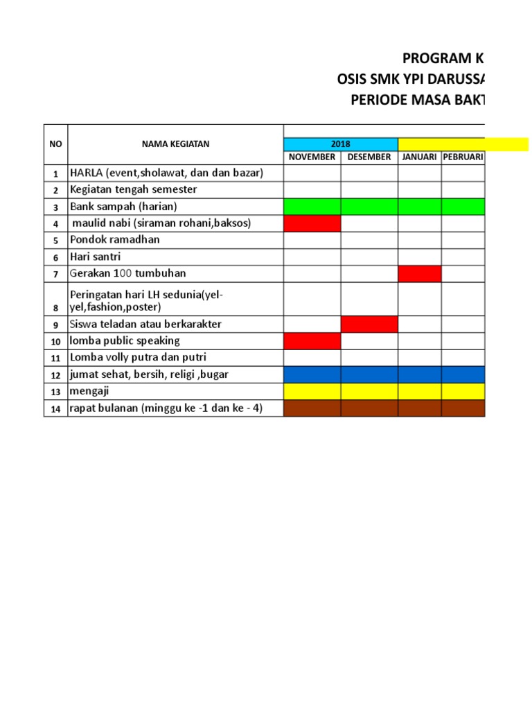 Kalender Program Kerja OSIS | PDF | Perjalanan