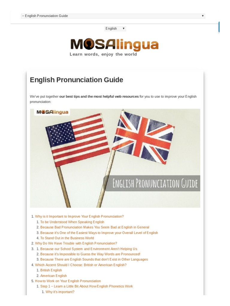 En - English Pronunciation Guide | PDF | Accent (Sociolinguistics ...