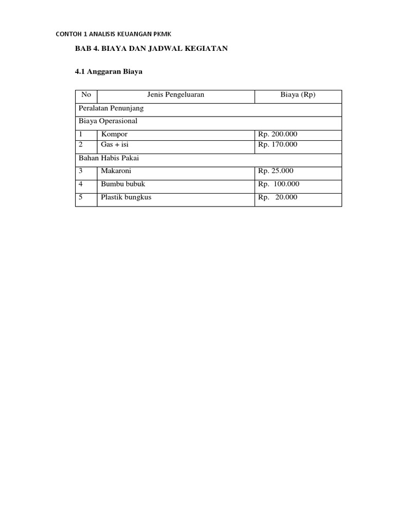 Contoh Analisis Keuangan PKMK | PDF