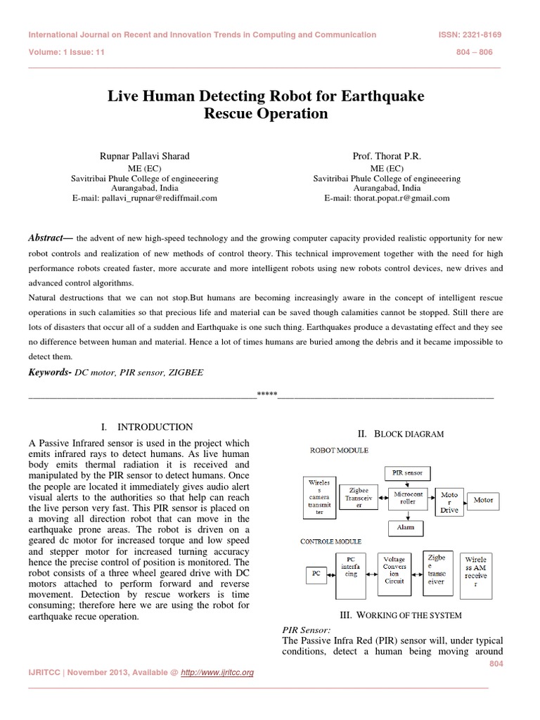 Live Human Detecting Robot For Earthquak Pdf Pdf Infrared