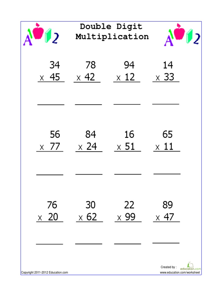 Double Digit Multiplication: X X X X | PDF