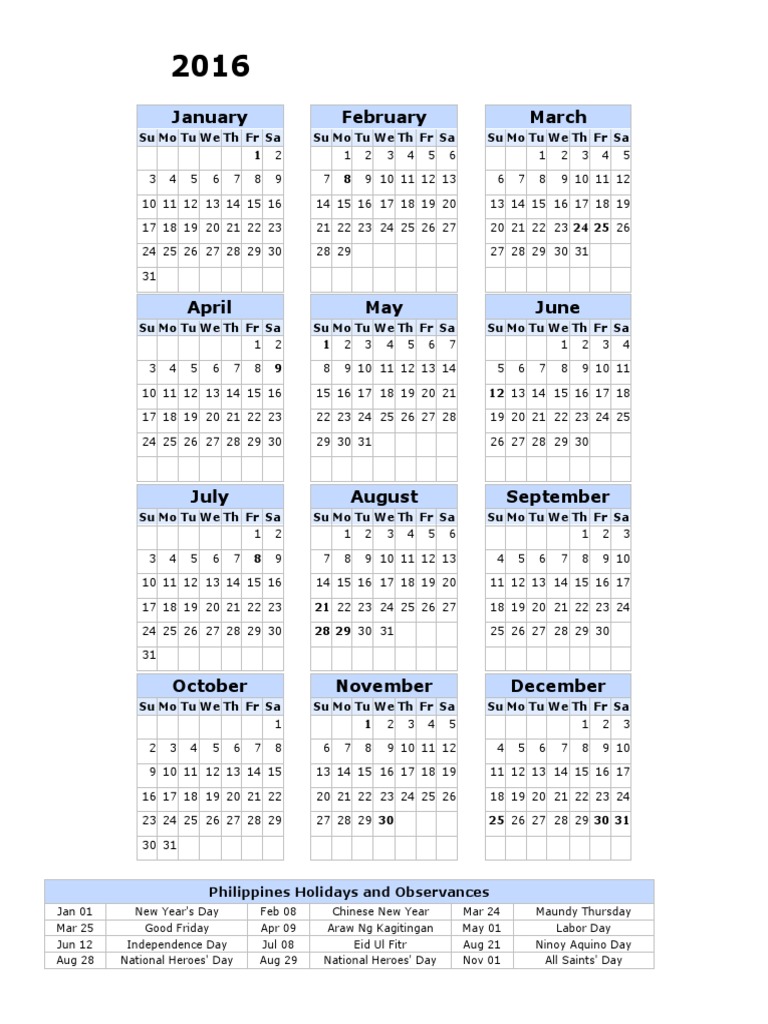 January February March: Philippines Holidays and Observances | PDF ...