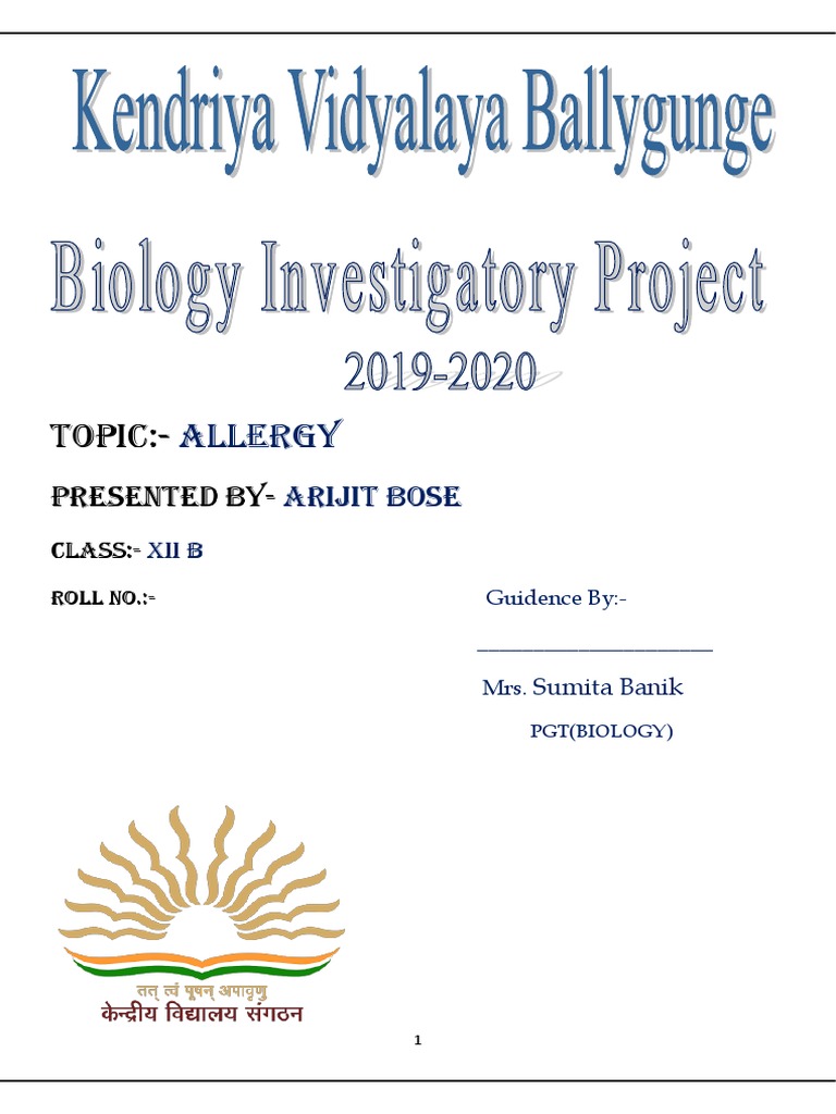 allergy investigatory project biology class 12 | Allergen | Allergy