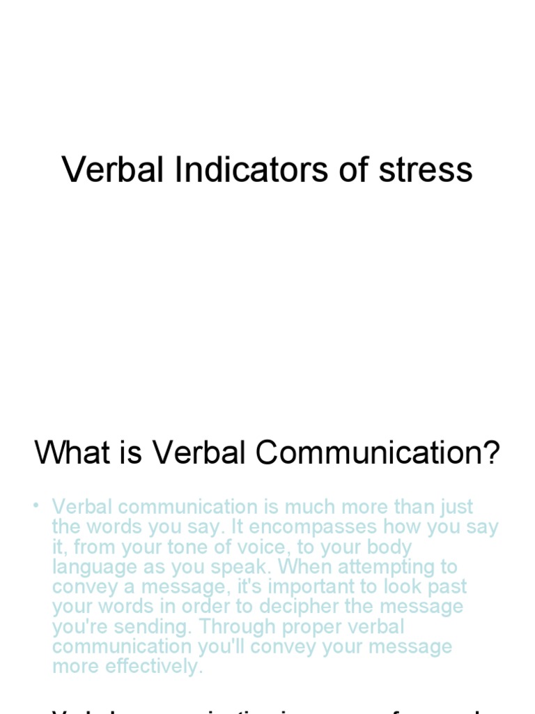 Verbal Indicators of Stress in Communication | PDF | Body Language ...