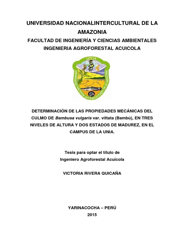 Determinación de las propiedades mecánicas del culmo de Bambusa ...