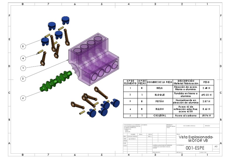 Vista Explosionada - Motor | PDF | Acero | Aluminio