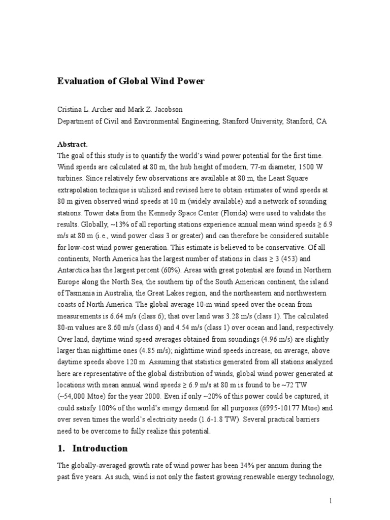 Stanford Global Winds | PDF | Wind Power | Wound