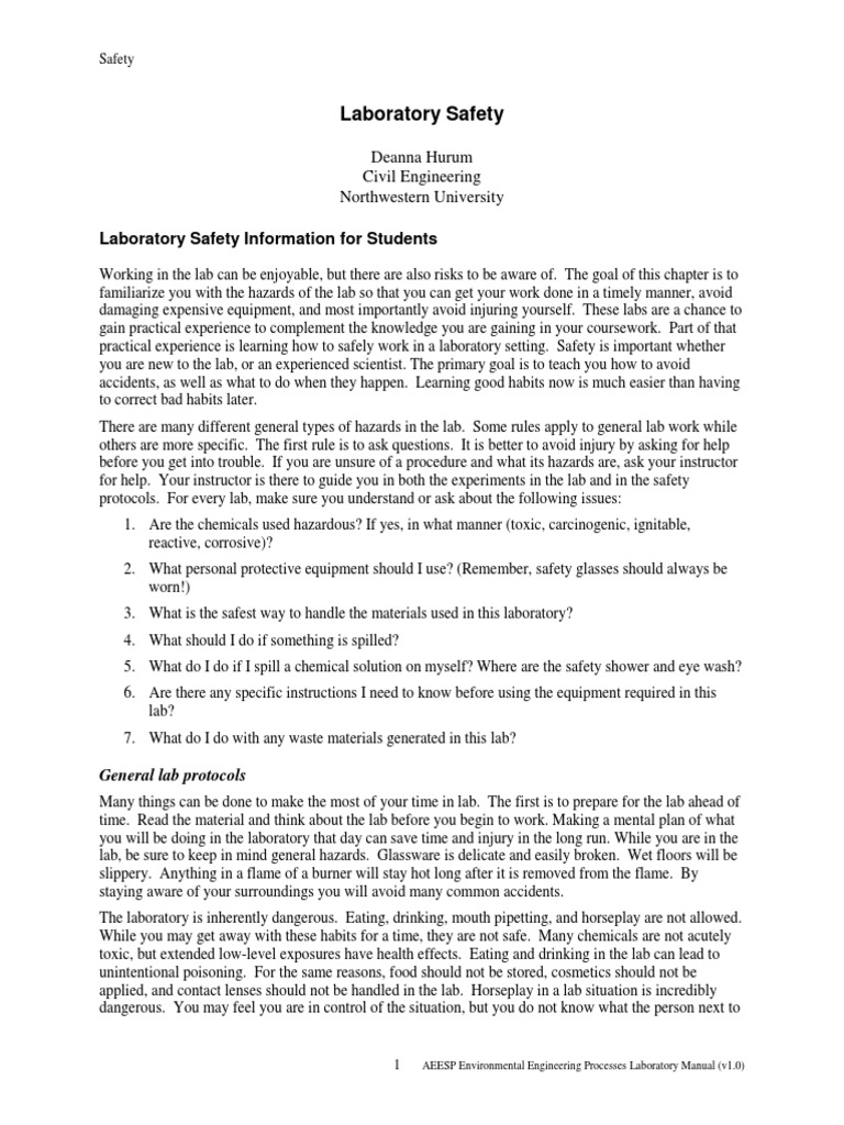 Lab Safety Notes | Download Free PDF | Laboratories | Mercury (Element)
