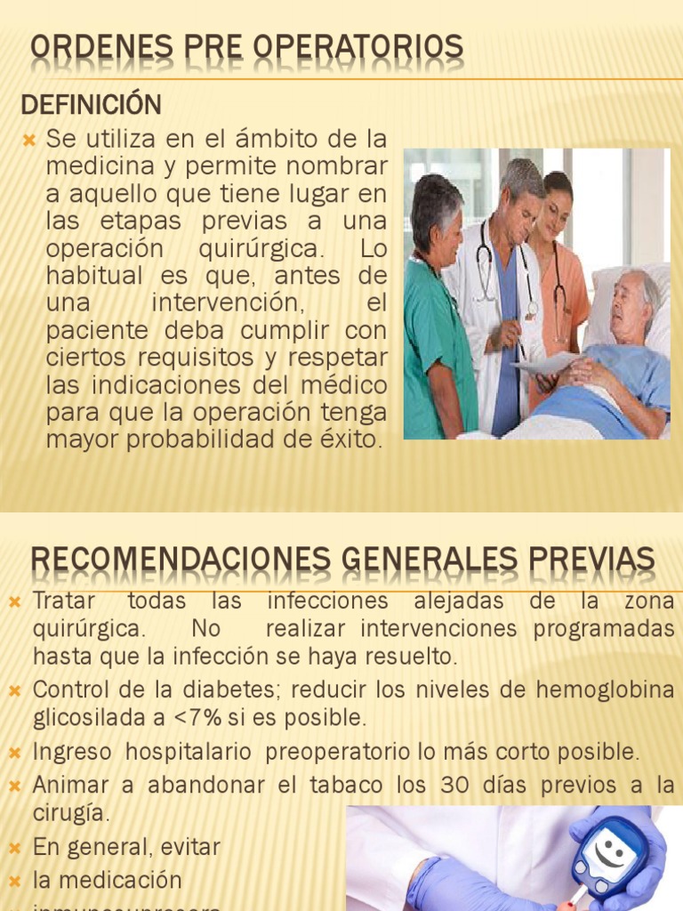 Ordenes Pre Operatorios | Descargar gratis PDF | Medicina | Ciencias de la Salud