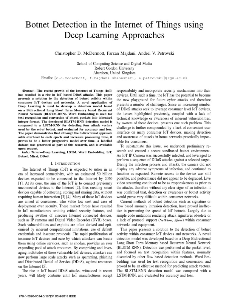 Botnet Detection in The Internet of Things Using Deep Learning ...