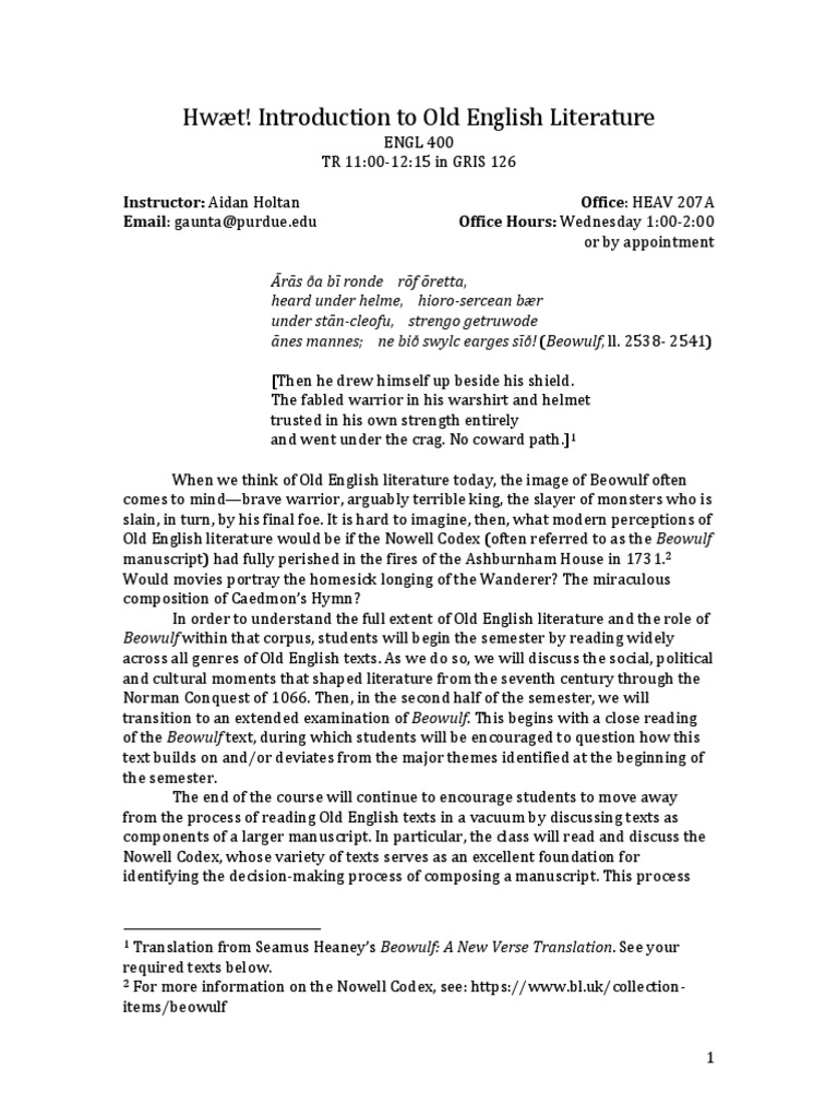 Old English | PDF | Beowulf | Medieval Literature