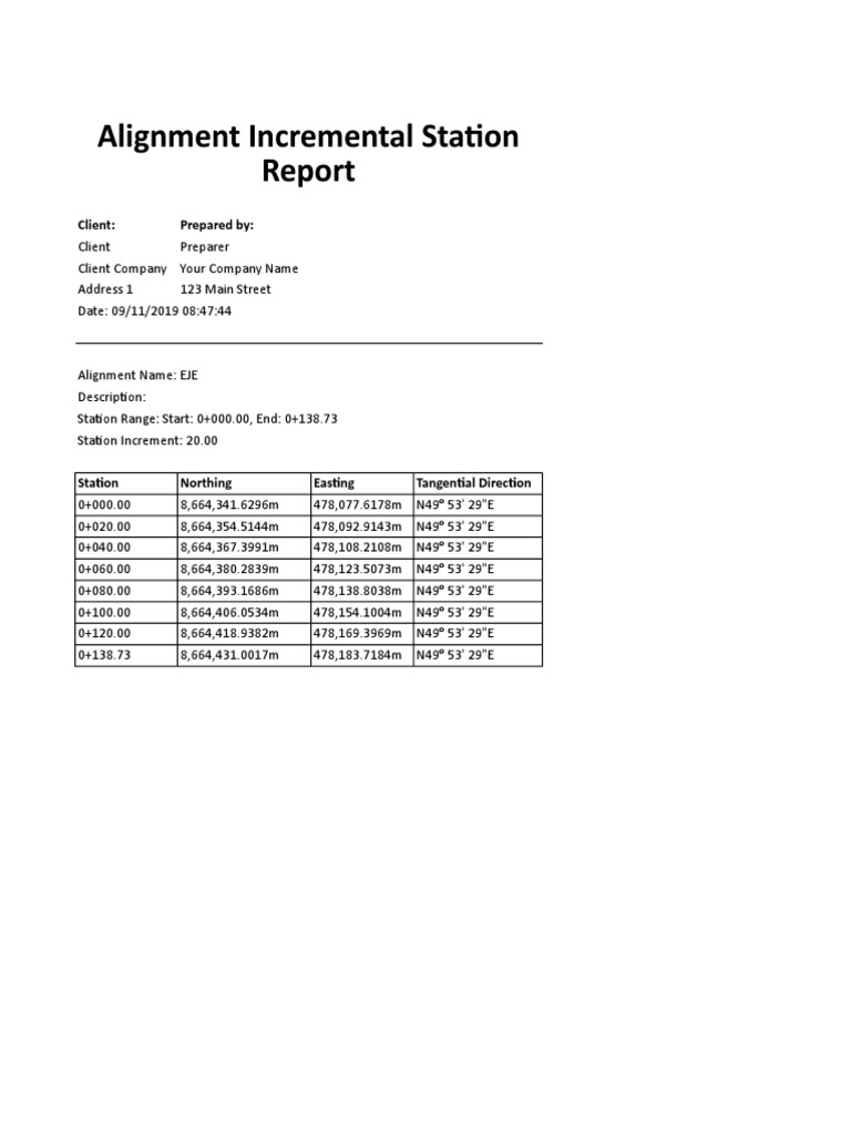 Alignment Incremental Station: Client: Prepared by | PDF