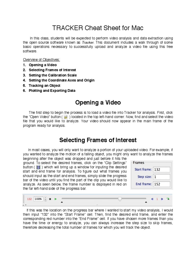 Tracker Quick Cheat Sheet | PDF | Video | Calibration