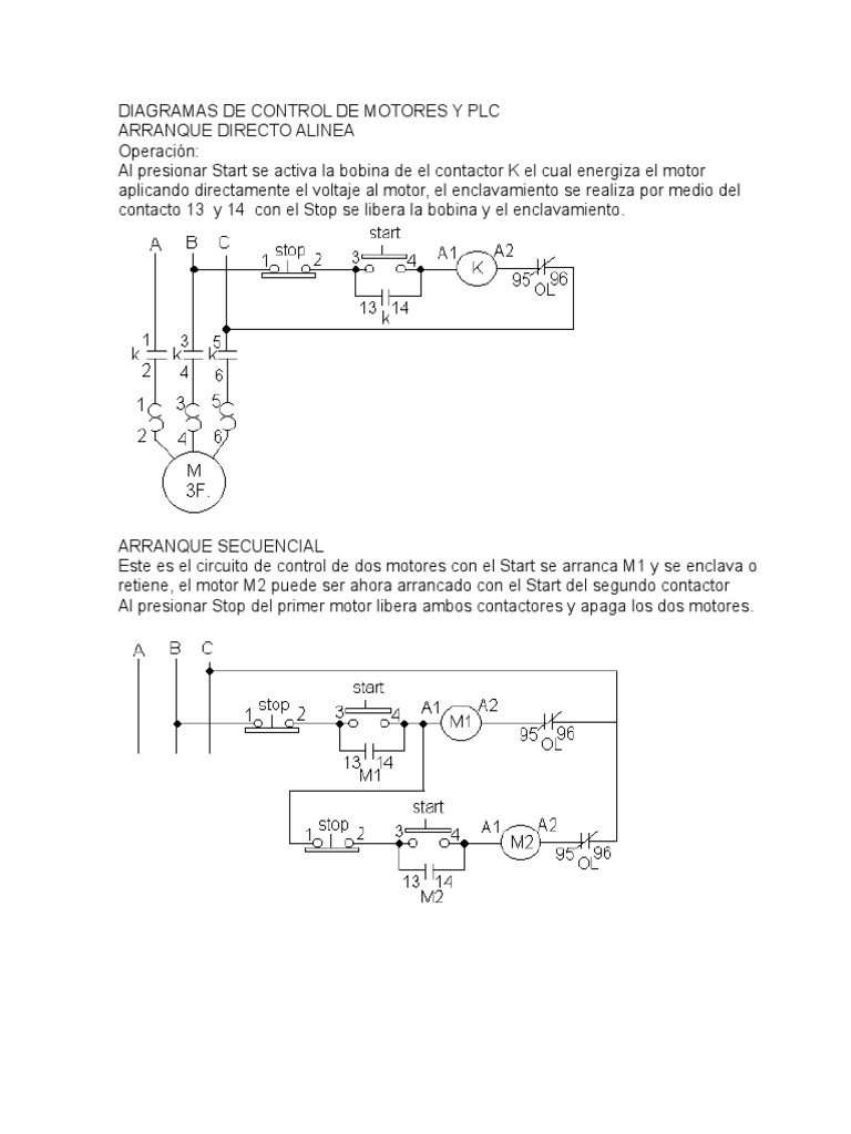 Diagramas de Control de Motores y PLC | PDF