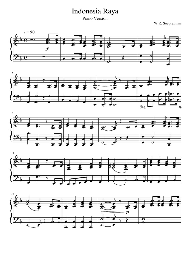Indonesia Raya Piano Sheet Music 4/4 | PDF