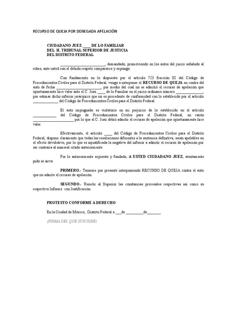Recurso de Queja Por Denegada Apelación | PDF