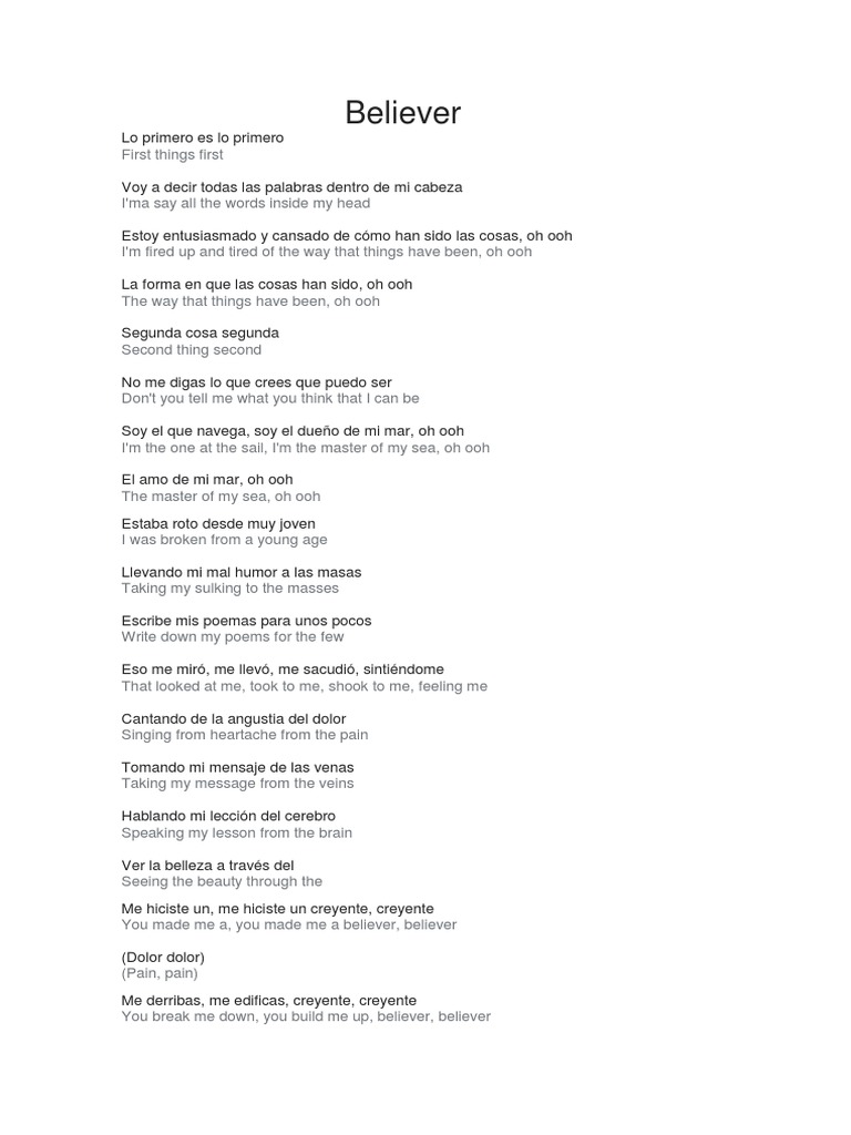Believer Imagine Dragons | PDF Believer Imagine Dragons | PDF