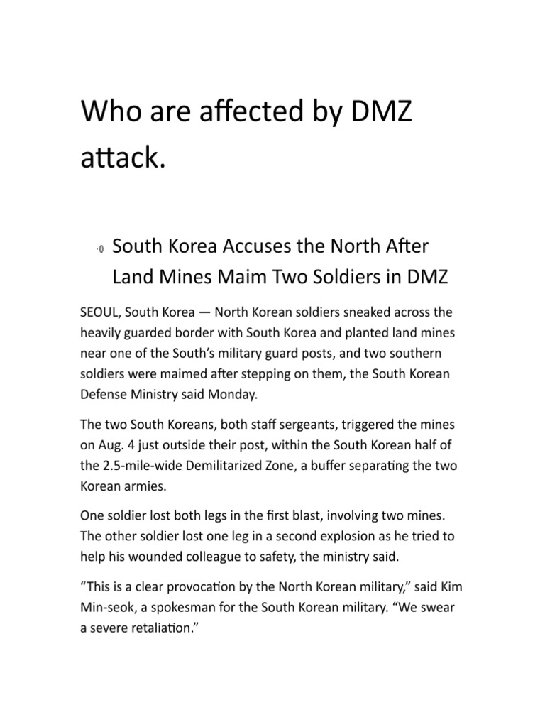 Who Are Affected by DMZ Attack.: South Korea Accuses The North After ...